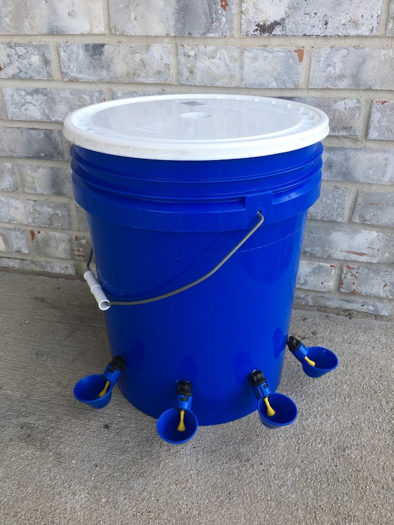 AUTOMATIC CHICKEN Waterer Blue Bucket Water Feeder Labor Day - Etsy