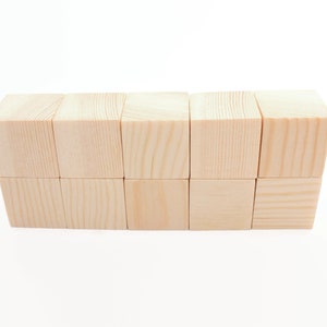Set of 10 Pine Wooden Blocks | 1 1/2 Inch | 4 Cm | Unfinished Wood ...