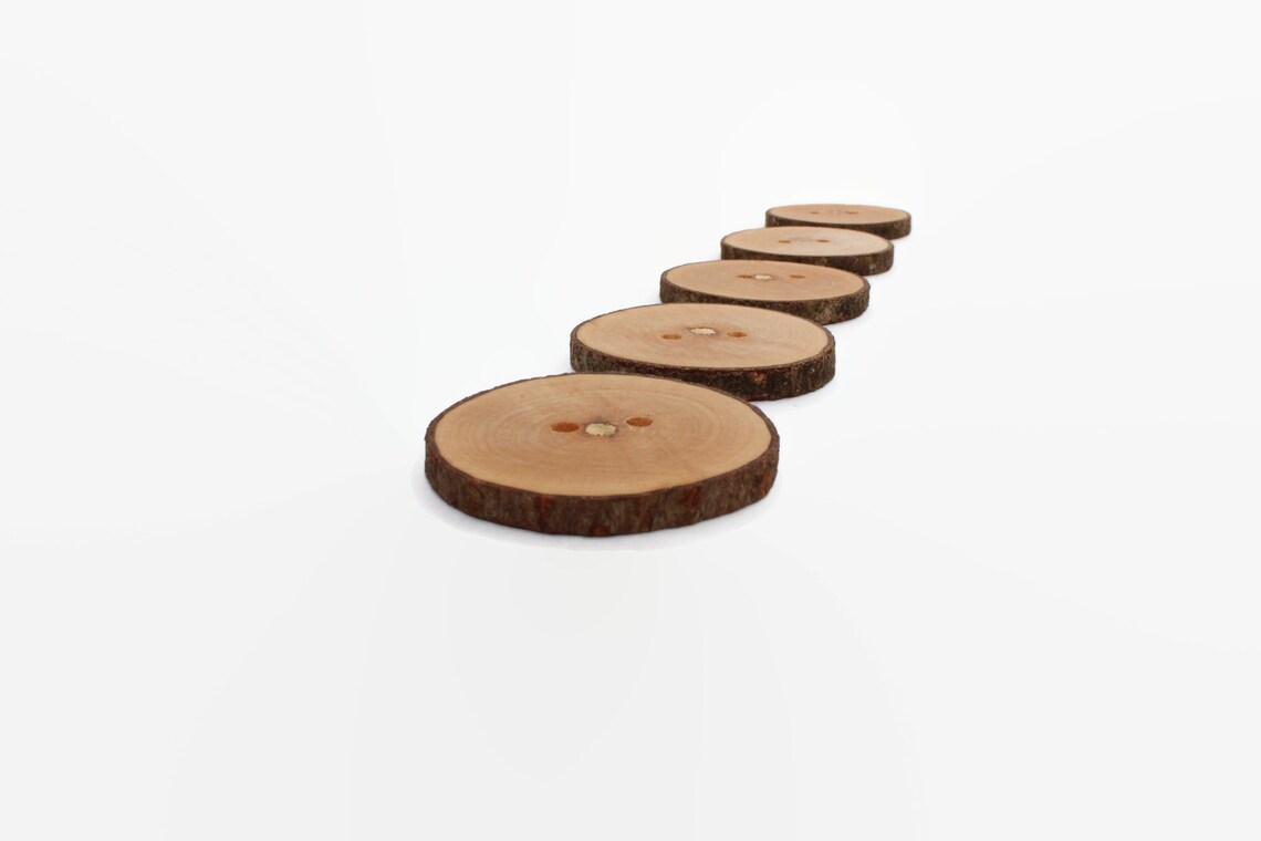 Set of 5 Maple Wooden Buttons | 1.2 - 1.6 " | Wood Buttons | Natural ...