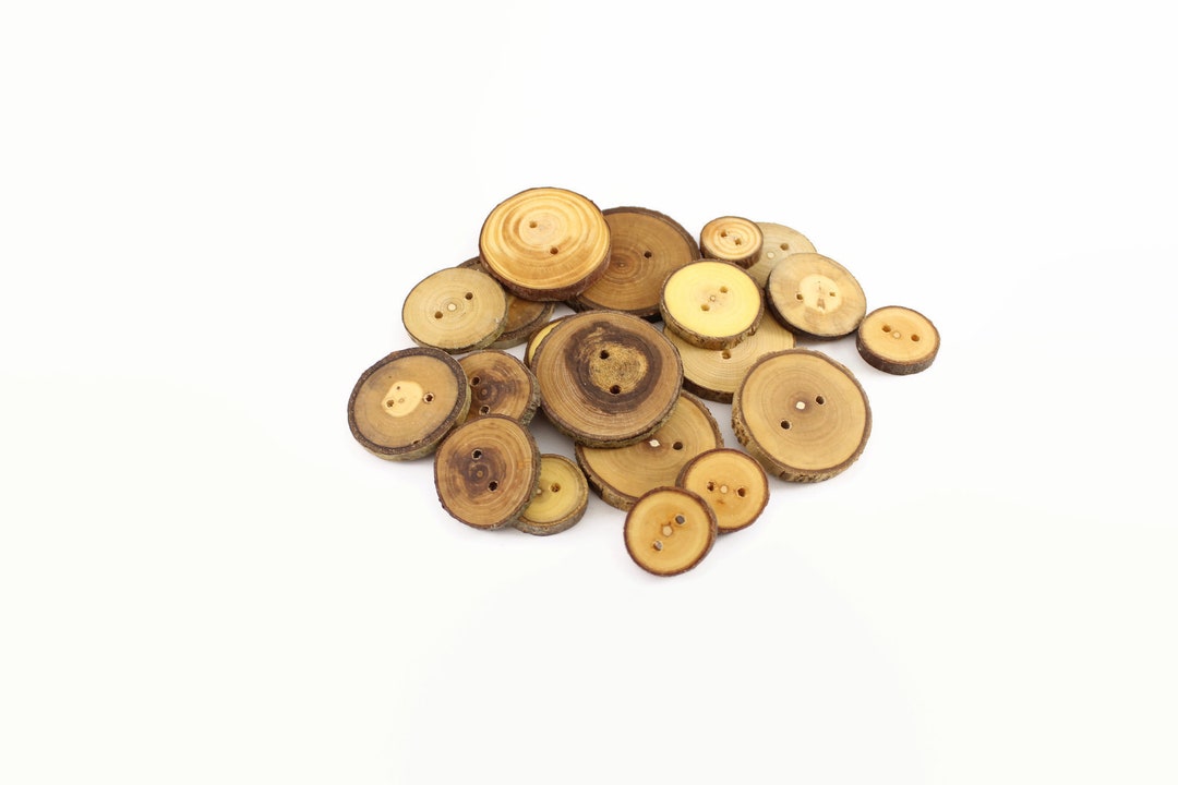 Set of 20 Mixed Buttons. Rustic Button Mix. Wooden Crafts, Supply, for ...
