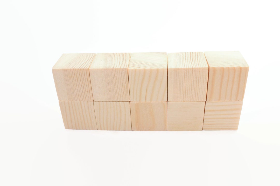 Set of 10 Pine Wooden Blocks | 1 1/2 Inch | 4 Cm | Unfinished Wood ...