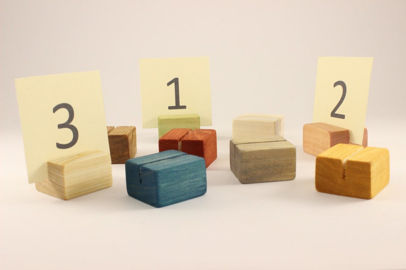 Set of 15 wooden card holders Table number holder Colorful | Etsy