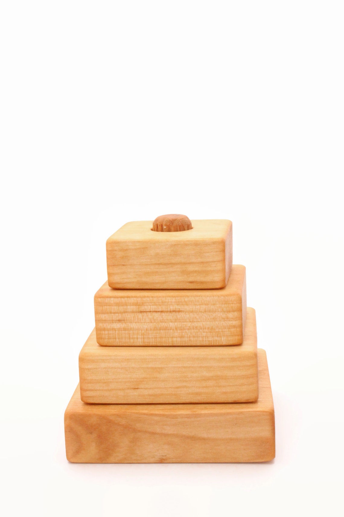 Wooden Pyramid Square Stacking Toy Natural Learning Toy - Etsy