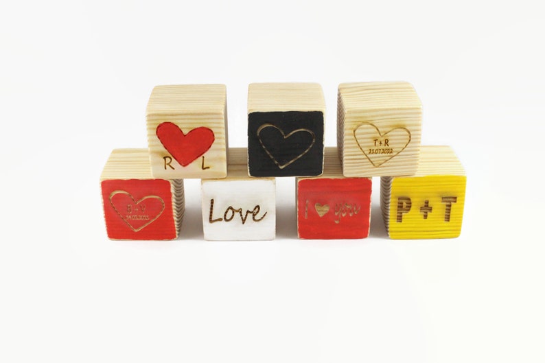 Wooden Love Blocks. Personalized Valentines Day Blocks. Love Wood ...