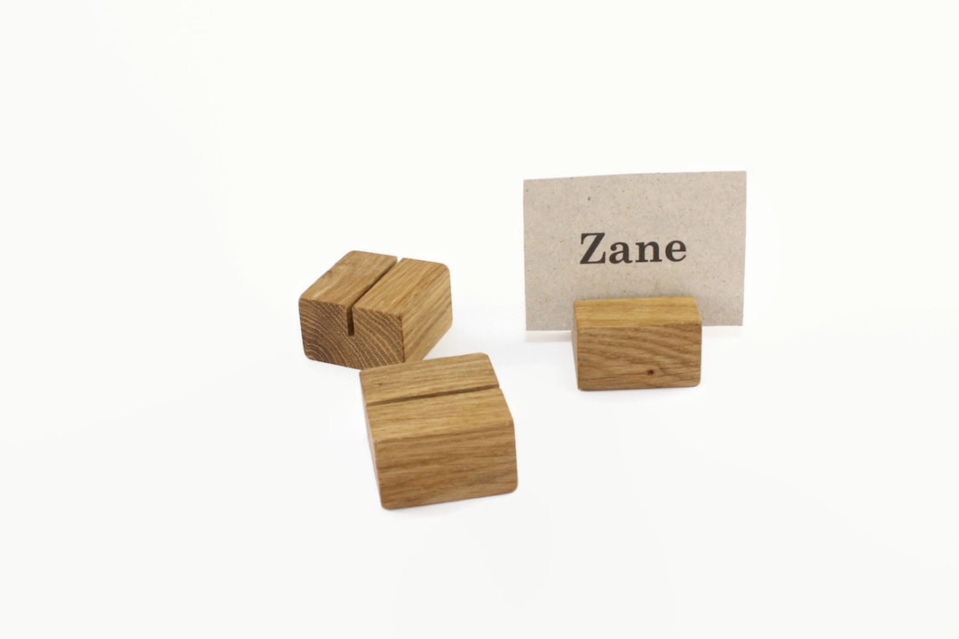 Set of 10 Wooden Card Holders | Table Number Holder | Oak Table Decors ...