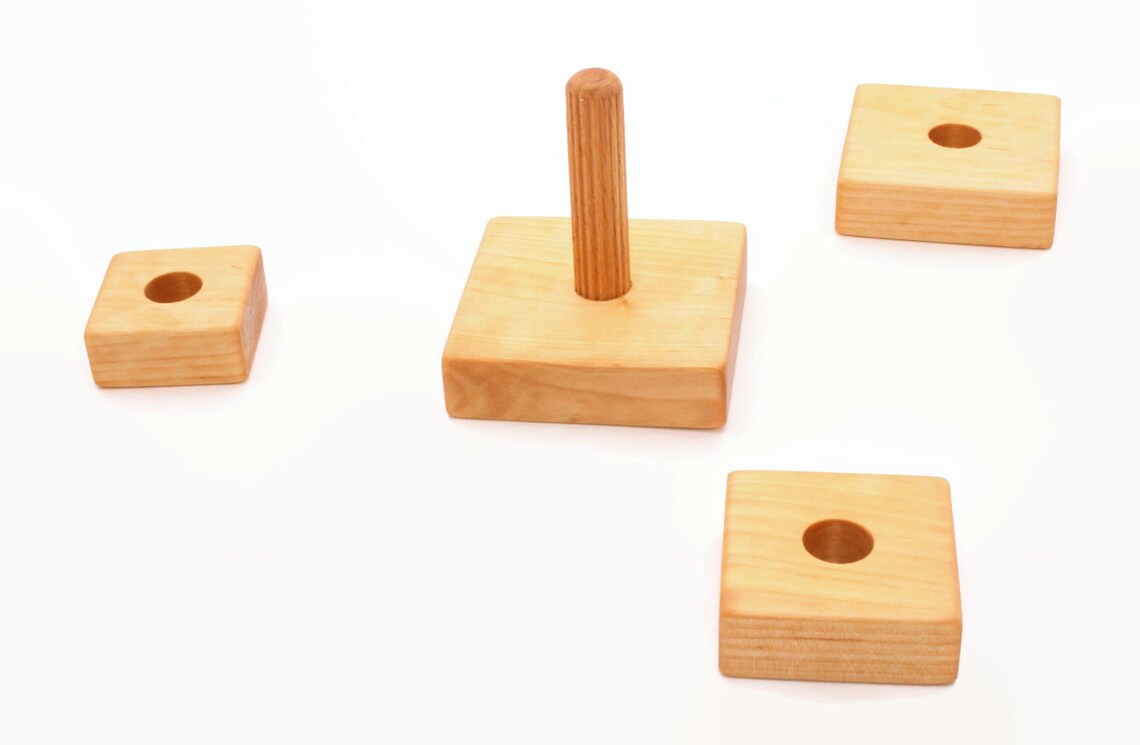 Wooden Pyramid Square Stacking Toy Natural Learning Toy - Etsy