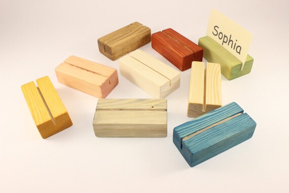 Set of 15 wooden card holders Table number holder Colorful | Etsy