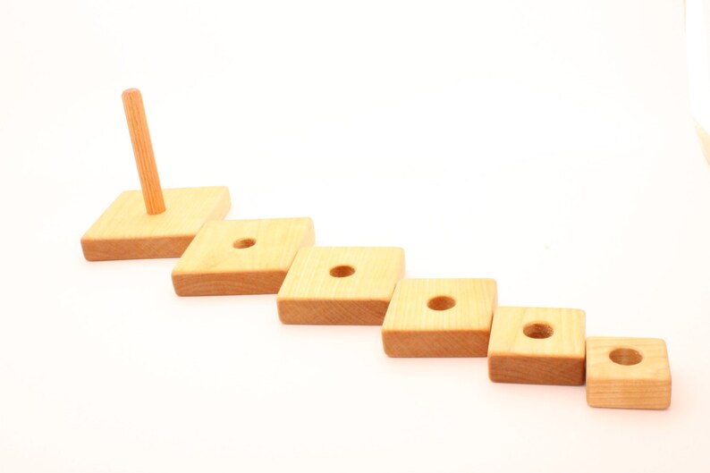 Wooden pyramid Square stacking toy Learning toy | Etsy