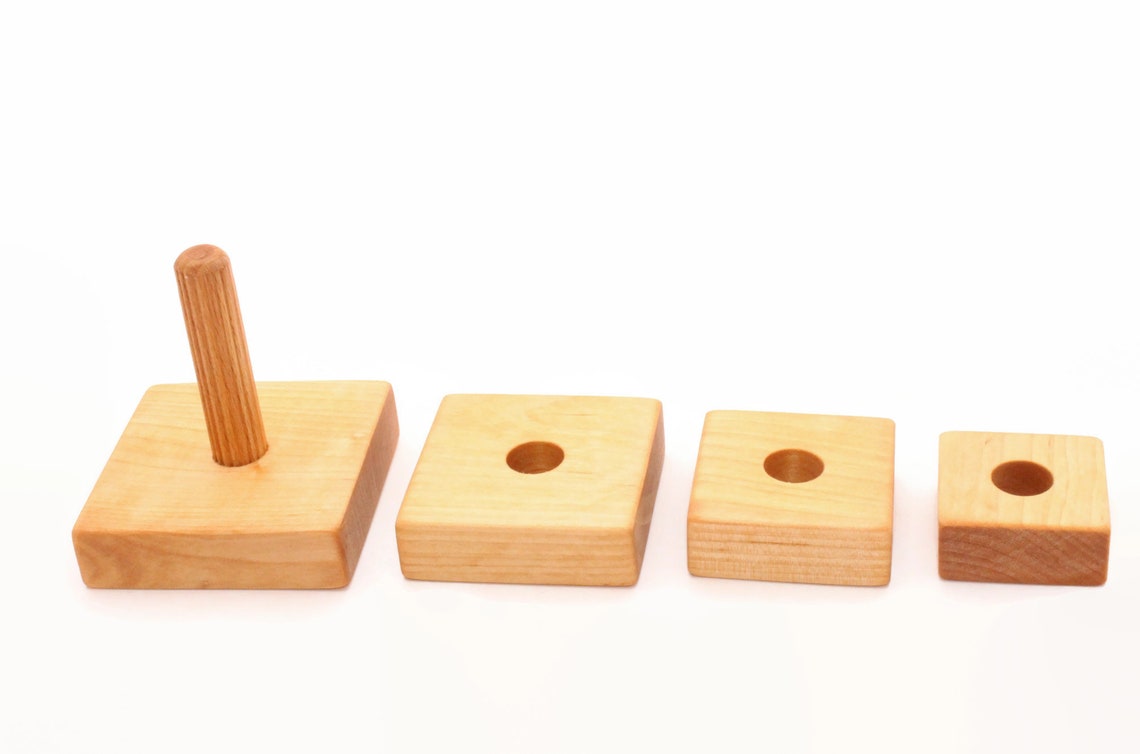 Wooden Pyramid Square Stacking Toy Natural Learning Toy - Etsy
