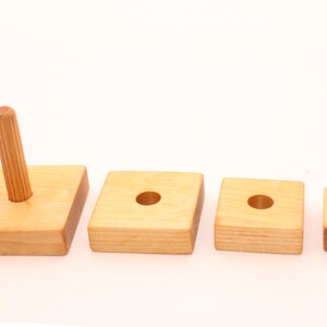 Wooden pyramid Square stacking toy Natural Learning toy | Etsy