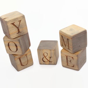Personalized Wood Blocks. 1,5 Inch Cubes. Hand Burned Letters. Wooden ...