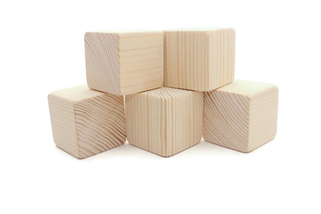 Set of 5 Wooden Blocks | 2 " | 5 Cm | 2 Inch Blocks | Blank Wood Cubes ...