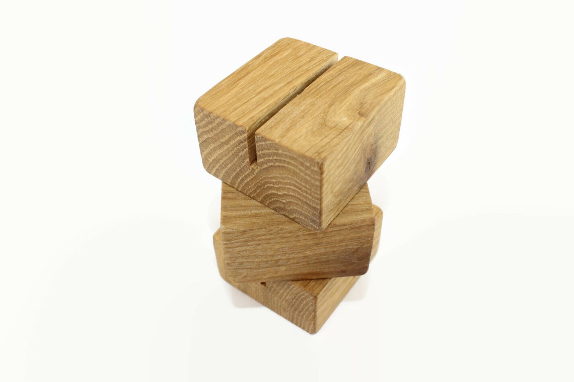 Set of 15 wooden card holders Table number holder Oak | Etsy