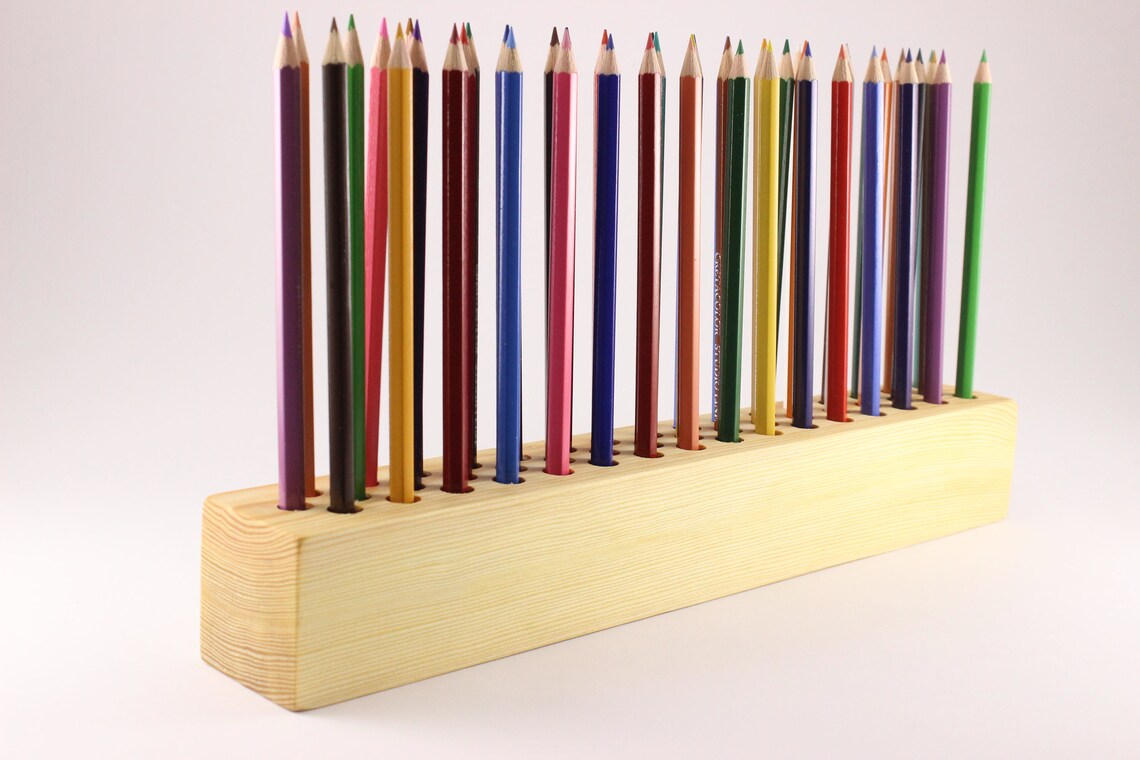 Large Wooden Pencil Holder Big Pencil Holder Desk Decor | Etsy