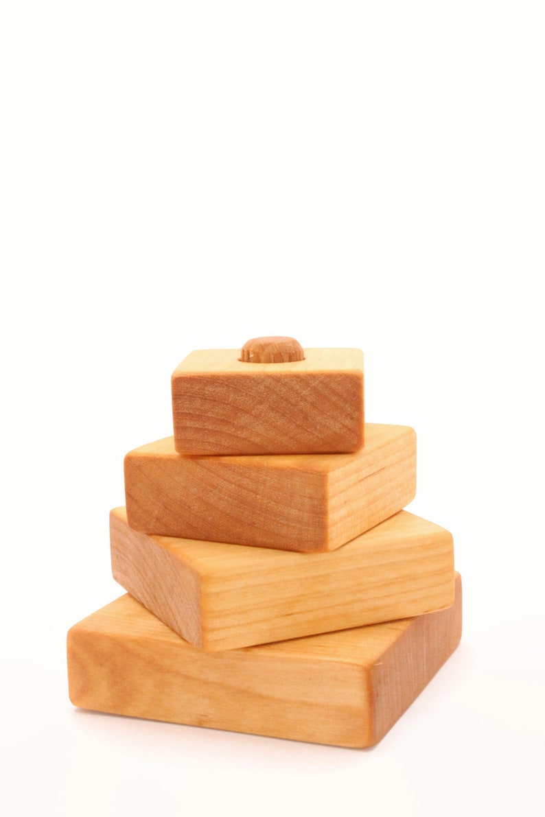 Wooden Pyramid Square Stacking Toy Natural Learning Toy - Etsy