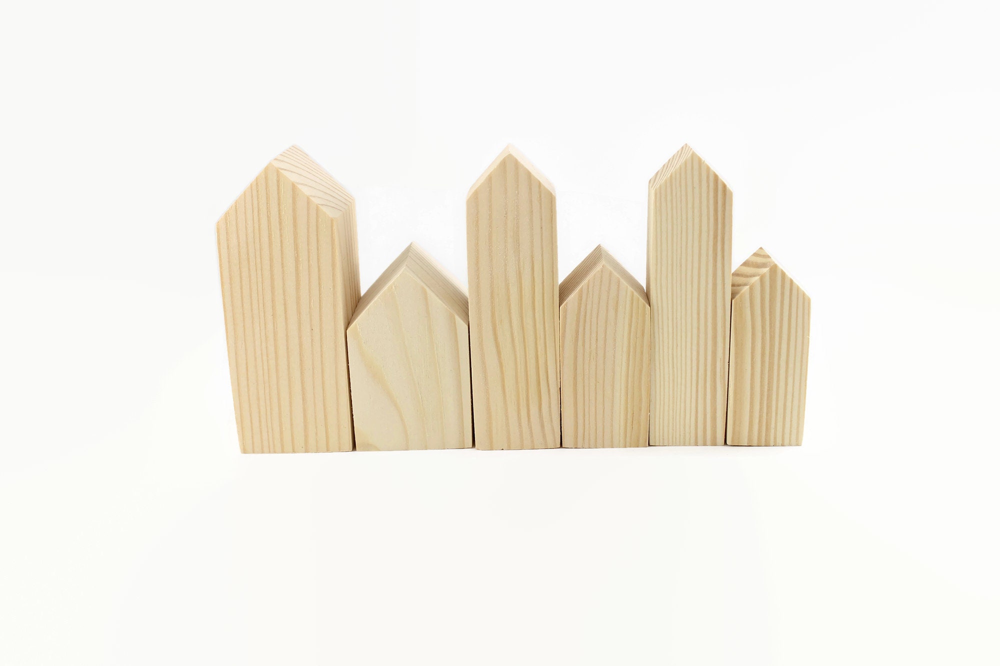 Set of 6 Wooden Houses. Unfinished Wood House. for Crafts Painting ...