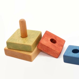 Wooden Pyramid | Square Stacking Toy | Colourful | Learning Toy ...
