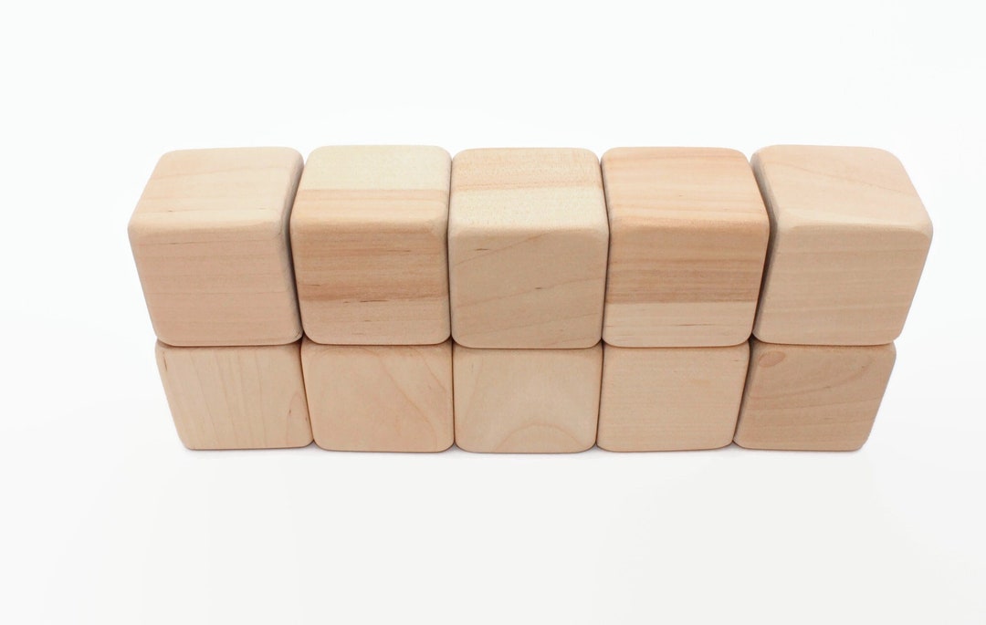 Set of 10 Birch Wooden Blocks | 1.6 " | 4cm | Natural Wooden Blocks ...