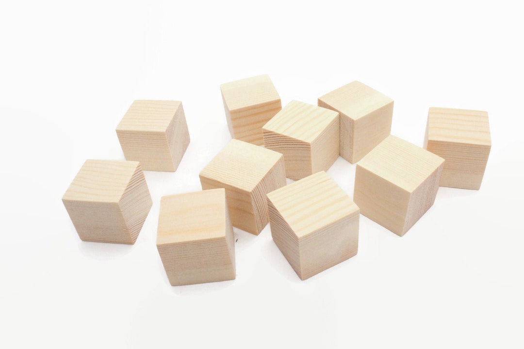 Set of 30, 40, 50 1 Inch Pine Wooden Blocks |1" | Unfinished Blocks ...