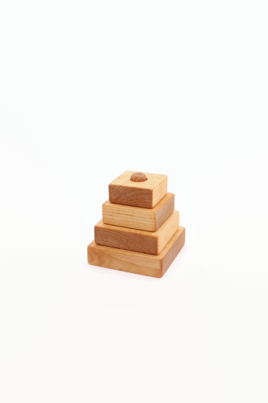 Wooden Pyramid Square Stacking Toy Natural Learning Toy - Etsy