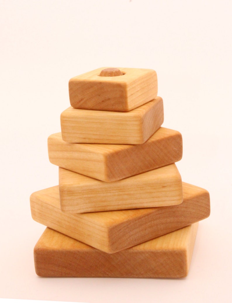 Wooden pyramid Square stacking toy Learning toy | Etsy