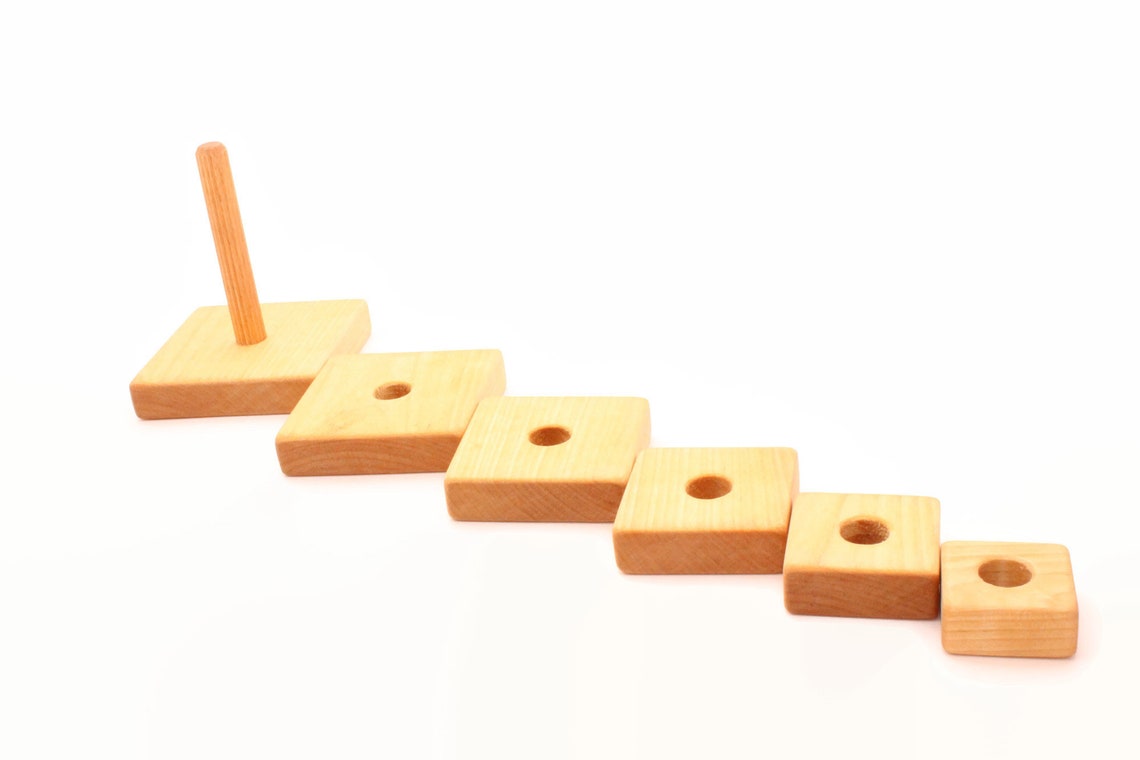 Wooden Pyramid Square Stacking Toy Learning Toy - Etsy