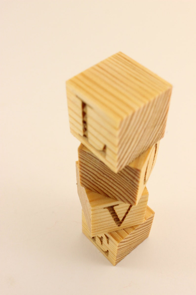 Personalized wooden blocks 1 inch Letter blocks Engraved | Etsy