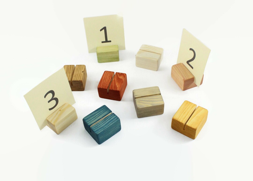 Set of 15 Wooden Card Holders | Table Number Holder | Colorful Card ...