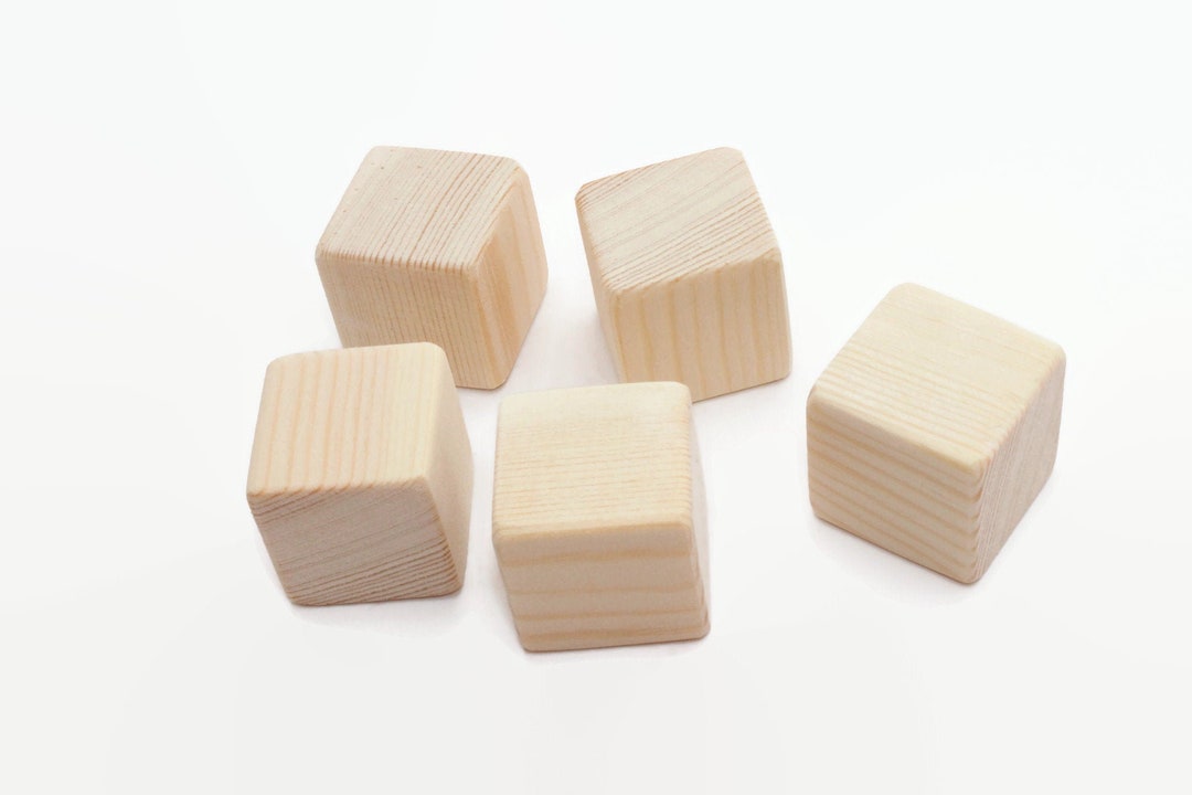 Set of 30, 40, 50 1 Inch Pine Wooden Blocks |1" | Unfinished Blocks ...