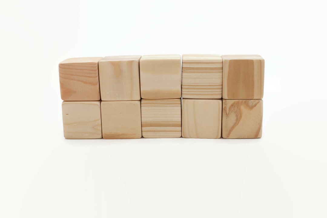 Set of 50 Pine Wooden Blocks | 1 1/2 Inch | 4 Cm | Unfinished Wood ...