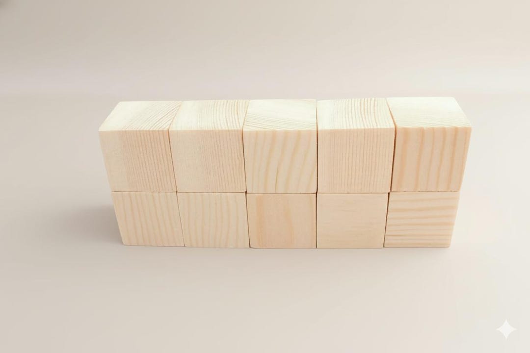 Set of 10 Unfinished Pine Wood Blocks – 1.5 in / 4 Cm Square Craft ...