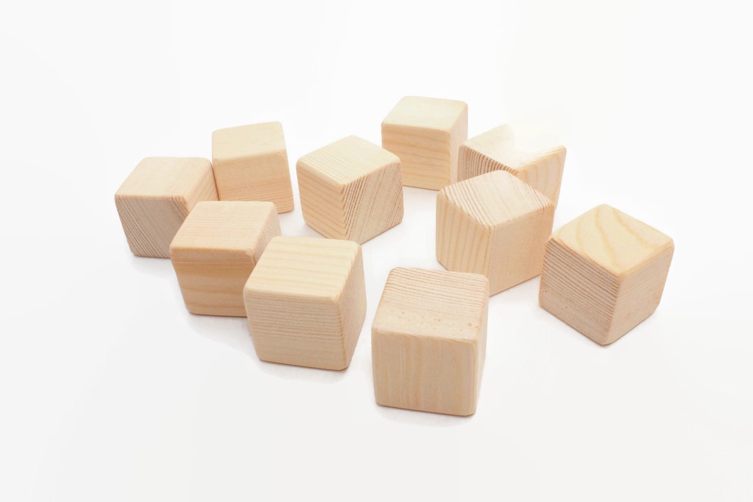 Set of 30, 40, 50 1 Inch Pine Wooden Blocks |1" | Unfinished Blocks ...