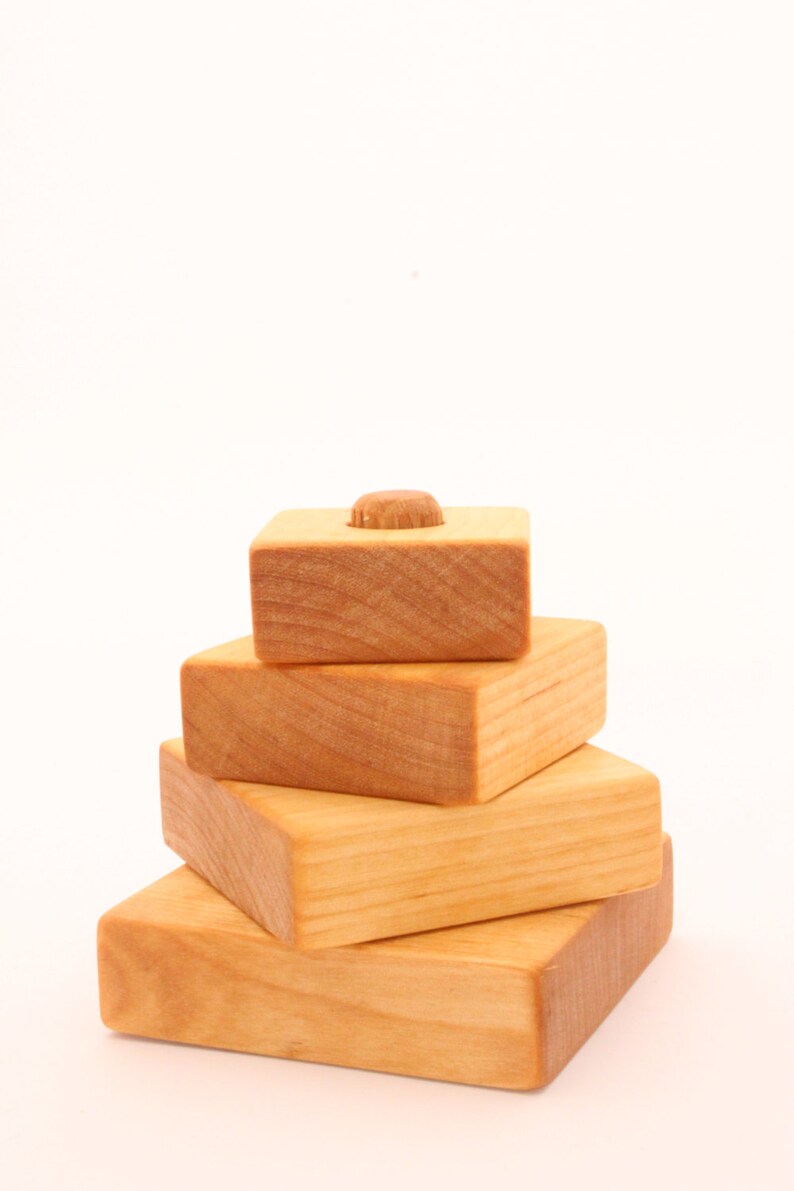 Wooden pyramid Square stacking toy Natural Learning toy | Etsy