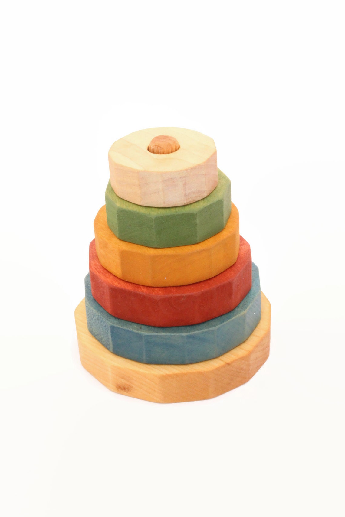 Wooden Pyramid Round Stacking Toy Colourful Coloured - Etsy