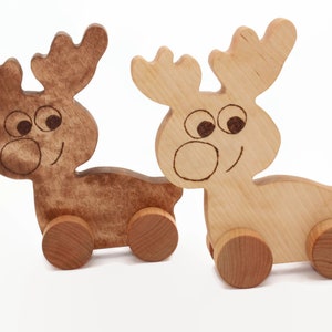 Wooden Reindeer Toys | Toys on Wheels | Christmas Wooden Toy ...