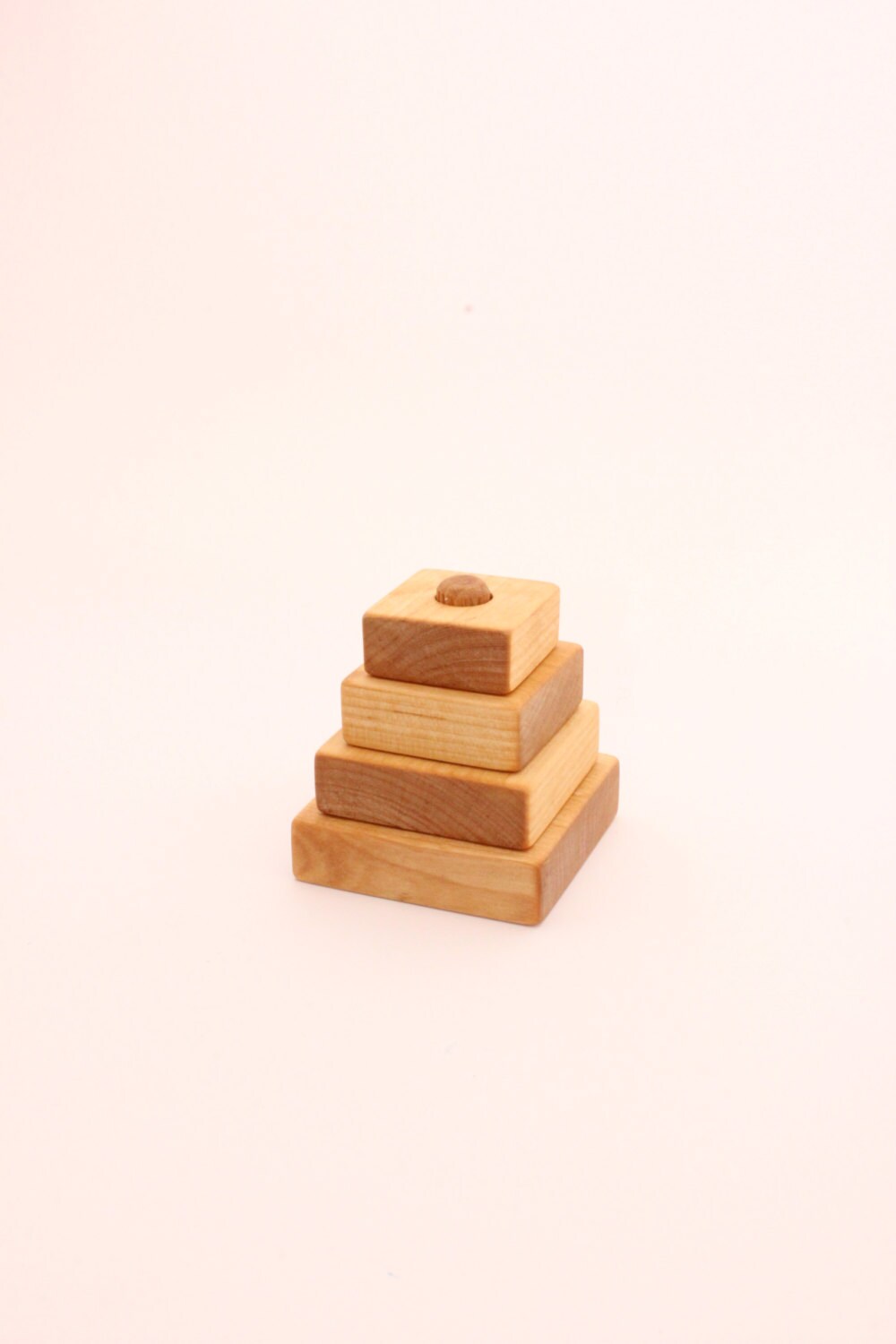 Wooden pyramid Square stacking toy Natural Learning toy | Etsy