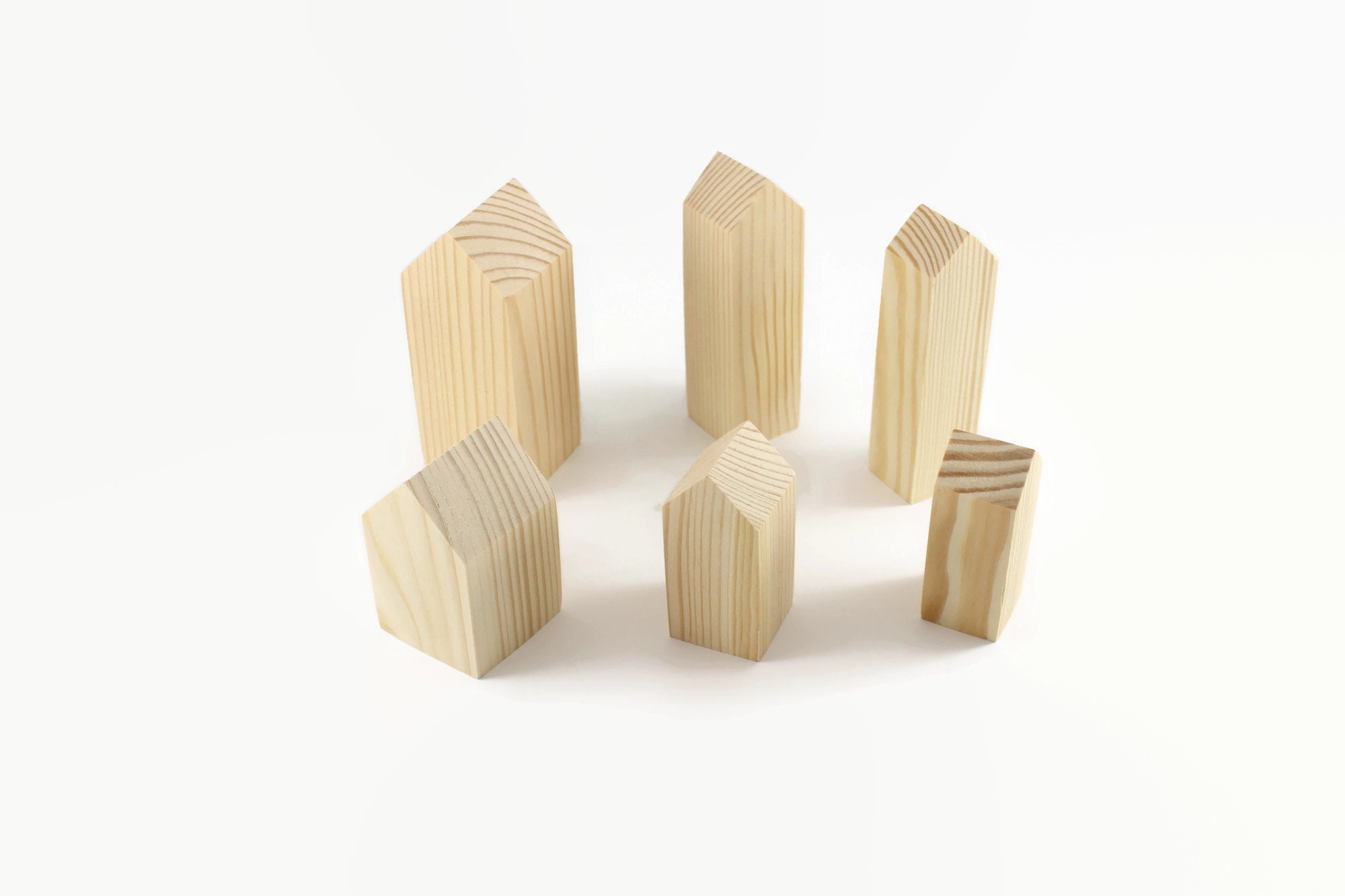 Set of 6 Wooden Houses. Unfinished Wood House. for Crafts Painting ...