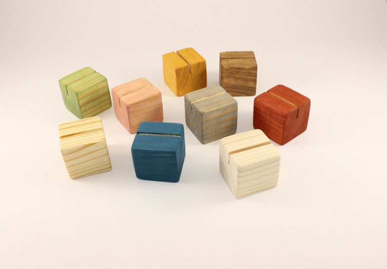 Set of 10 wooden card holders Table number holder Block | Etsy