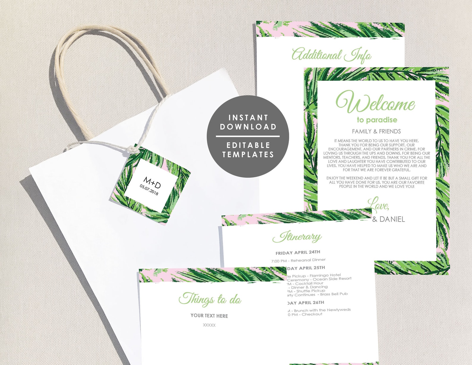 Printable Welcome Bag Note Tropical Beach Wedding | Etsy