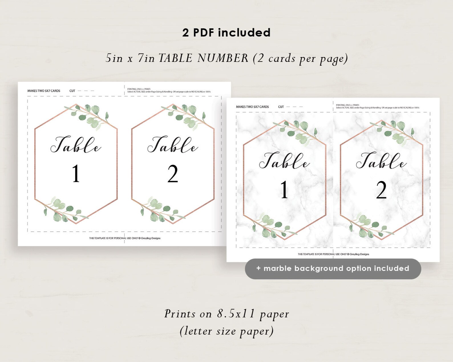 Greenery Table Numbersprintable Table Numbers5x7 Table - Etsy