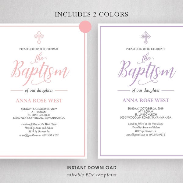 Calligraphy Baptism Invitation - Etsy