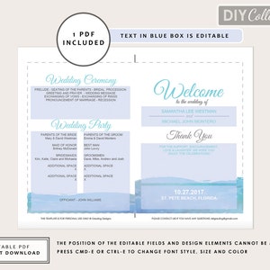 Printable Beach Program, Beach Ceremony Fan, Beach Program Template ...
