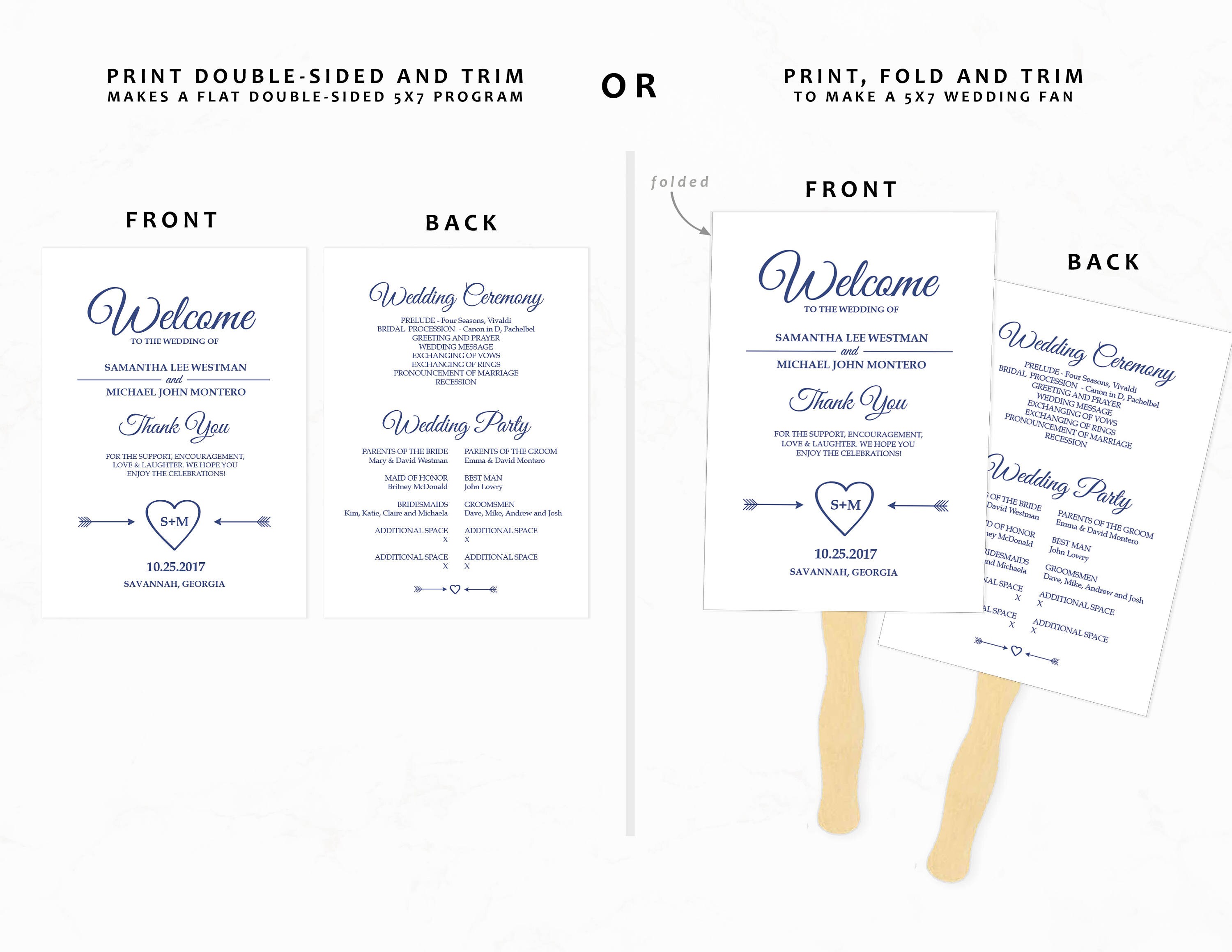Navy Wedding Program Template Printable Wedding Programs - Etsy