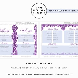 Purple Wedding Program Elegant Purple Wedding Program - Etsy