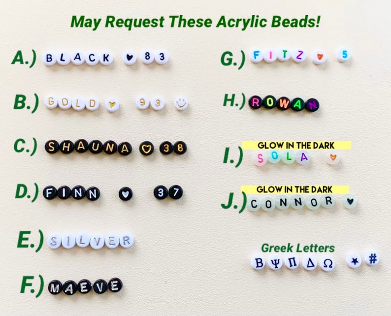 50 Colors/ Name Bracelets/ Personalized Gift/ Polymer Clay Beads/ Gold ...