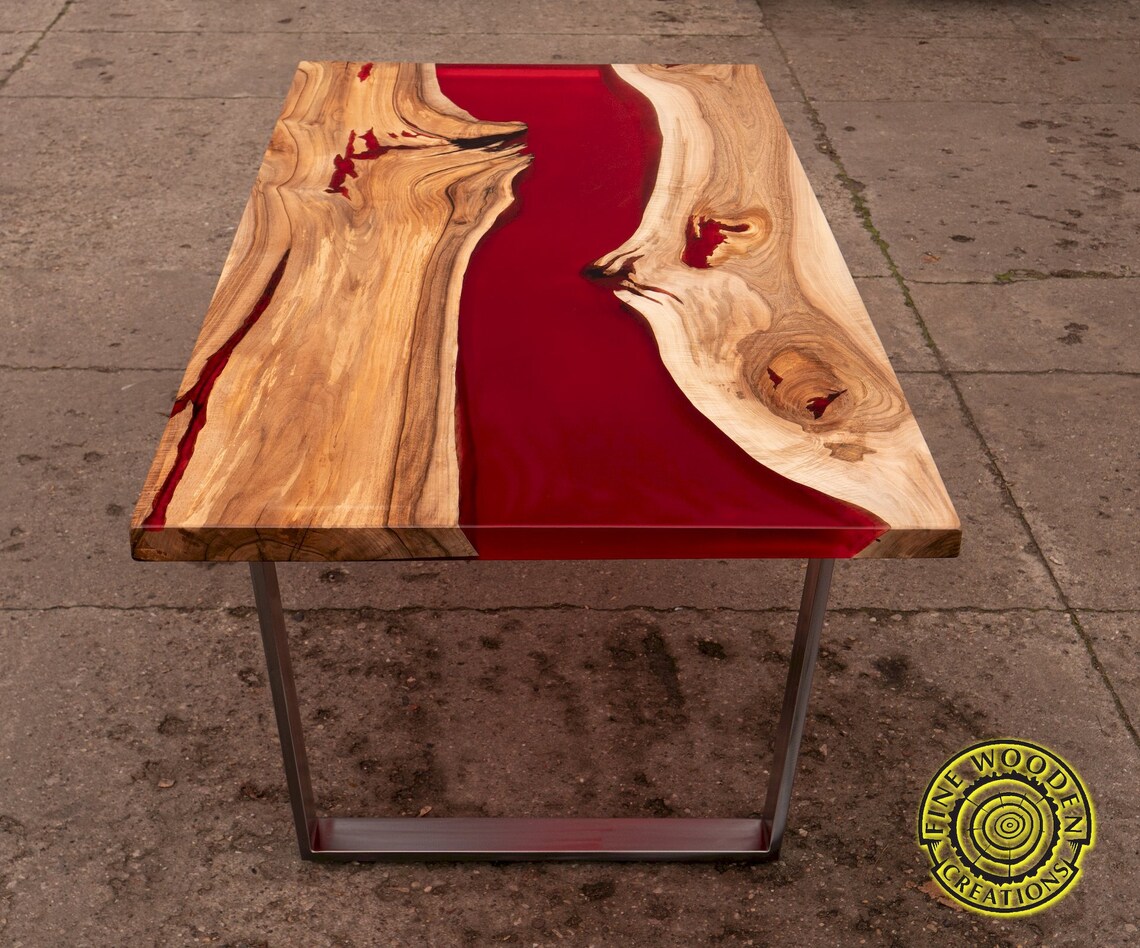BIG RED Dining Epoxy Resin Table Walnut Wood 200x100cm | Etsy