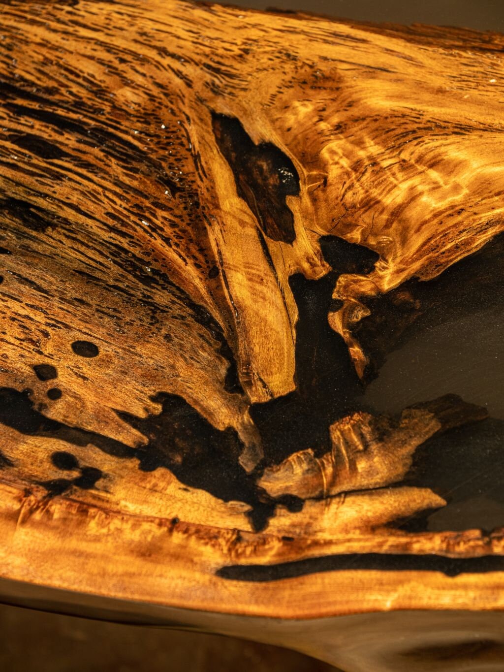 Live Edge Dining Table With Grey Resin Made of Guawa Exotic Wood - Etsy