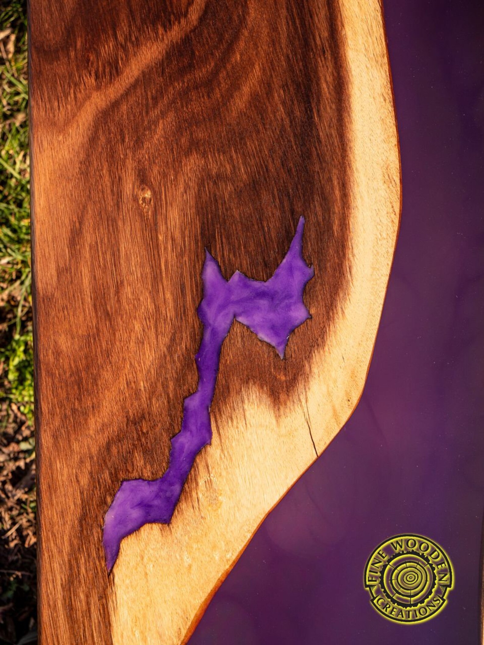 Dining Table With Purple Resin and Glowing Purple Powder Suar - Etsy