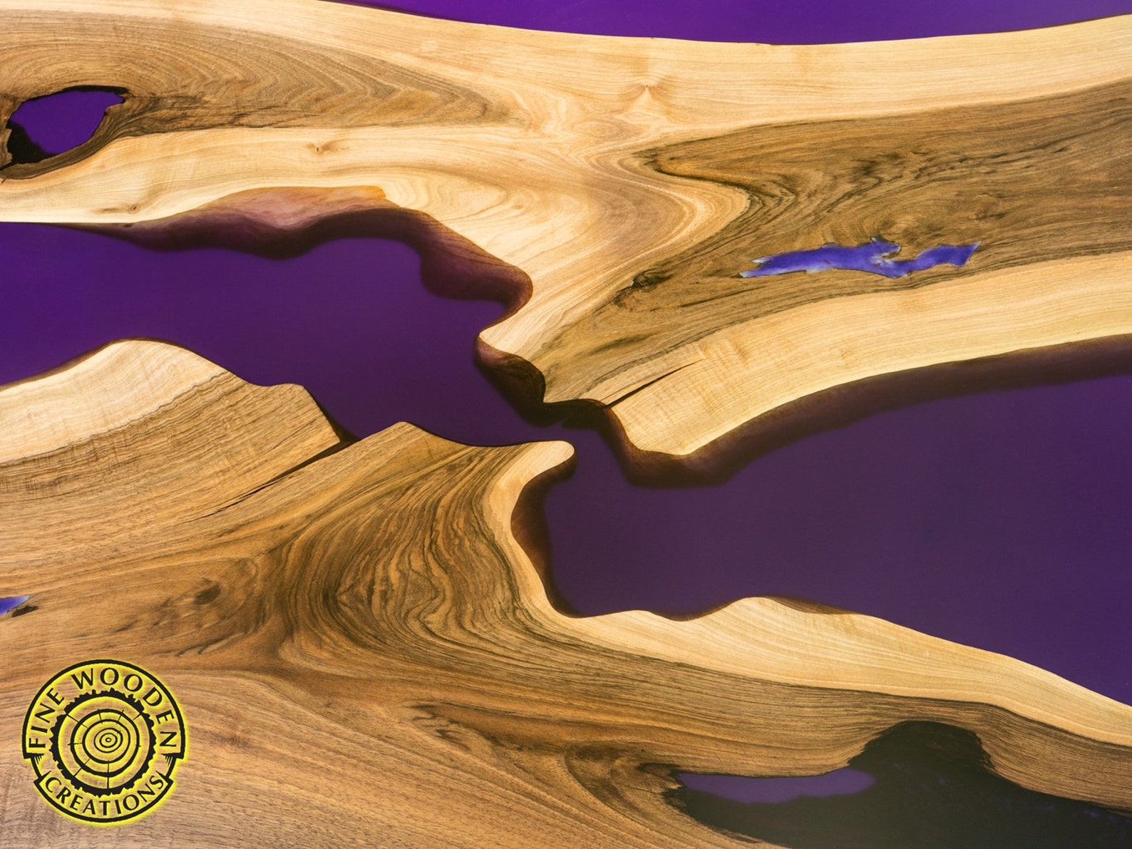 Dining Resin Table Purple With Glowing Resin, Walnut Wood - Etsy