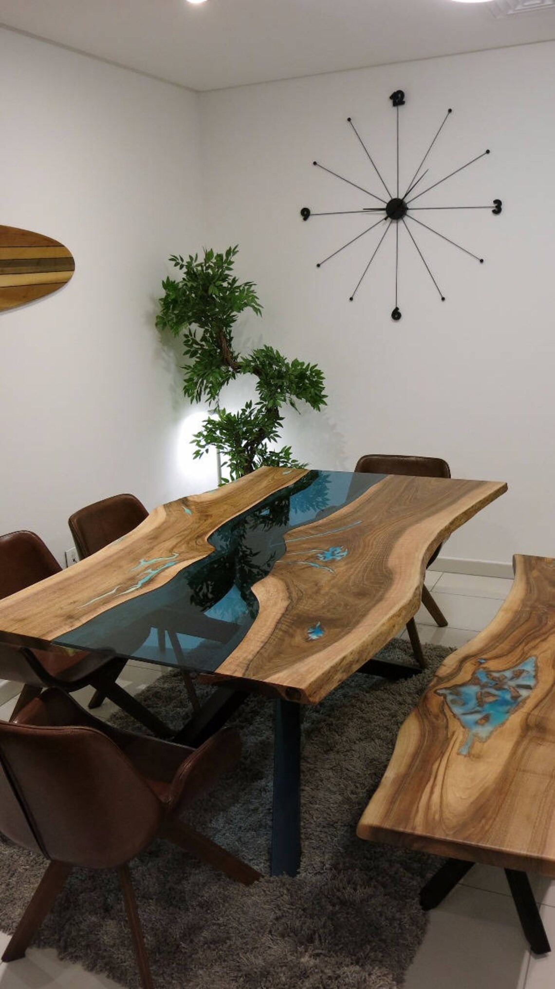 White Oreo Live Edge River Dining Table With Bench and - Etsy